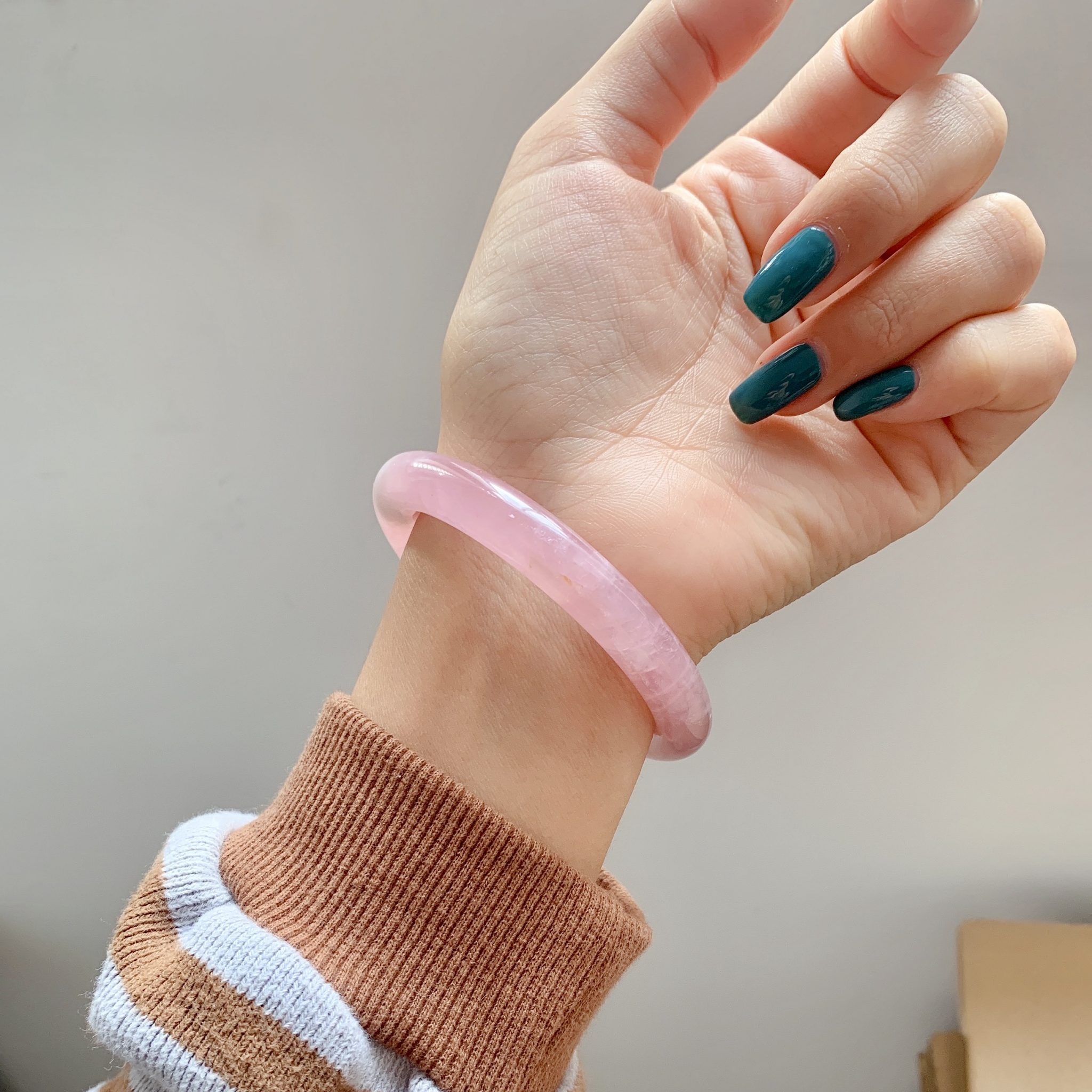 Madagascar Rose Quartz Bangle 9mm - Rose Quartz Store