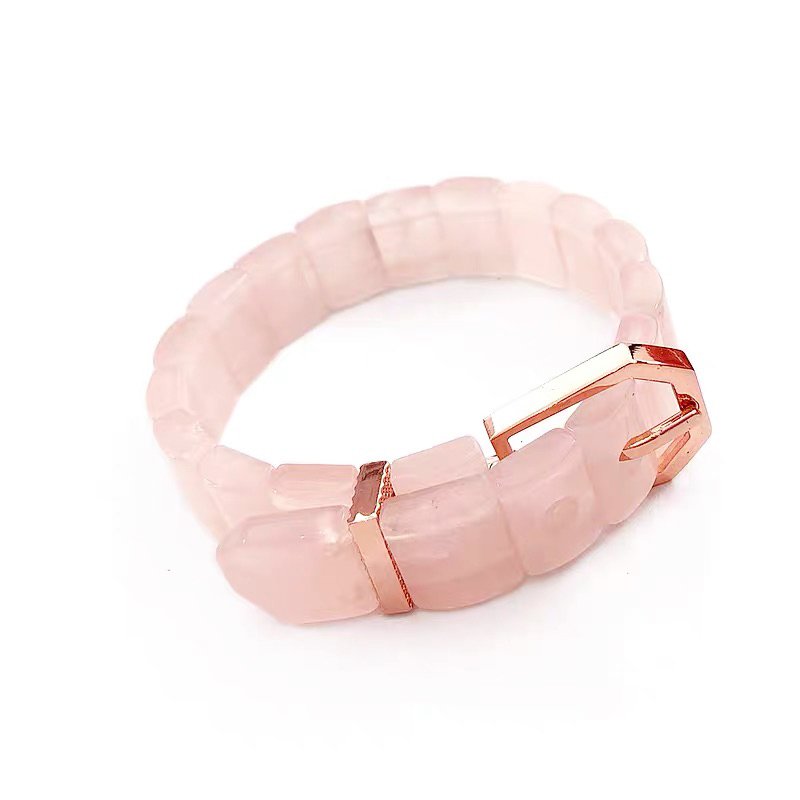 Natural Rose Quartz Strap Bracelet Rose Quartz Store Natural Rose Quartz Strap Bracelet Rose Quartz Store